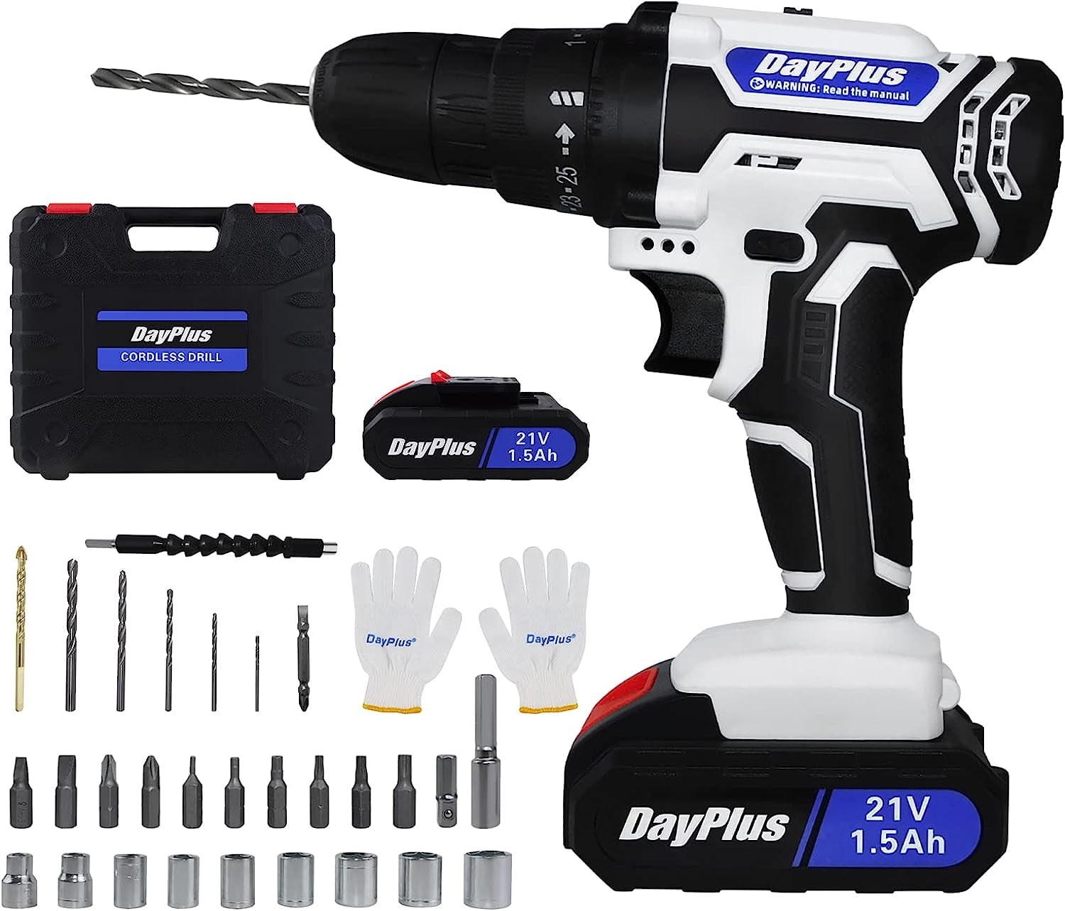 Power Drill Kit Cordless Drill Tool Set with 29Pcs Drill Set Electric ...