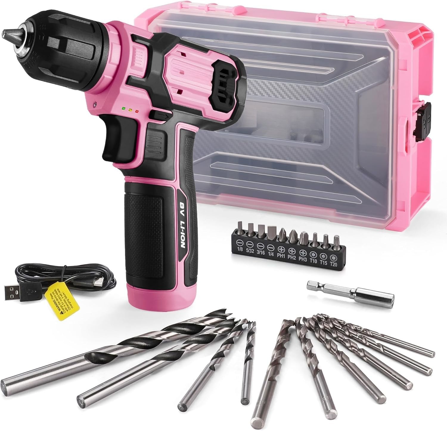 Power Drill Set and Stackable Tool Box, 8V Cordless Drill Driver with ...