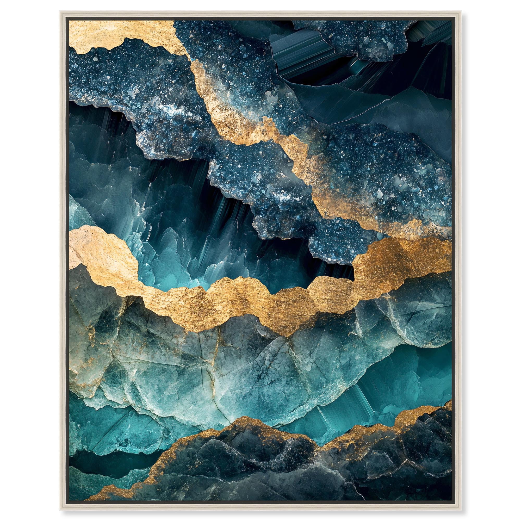 Power Edge II Canvas Teal Abstract Art by Art Remedy, Silver Frame, 36 ...