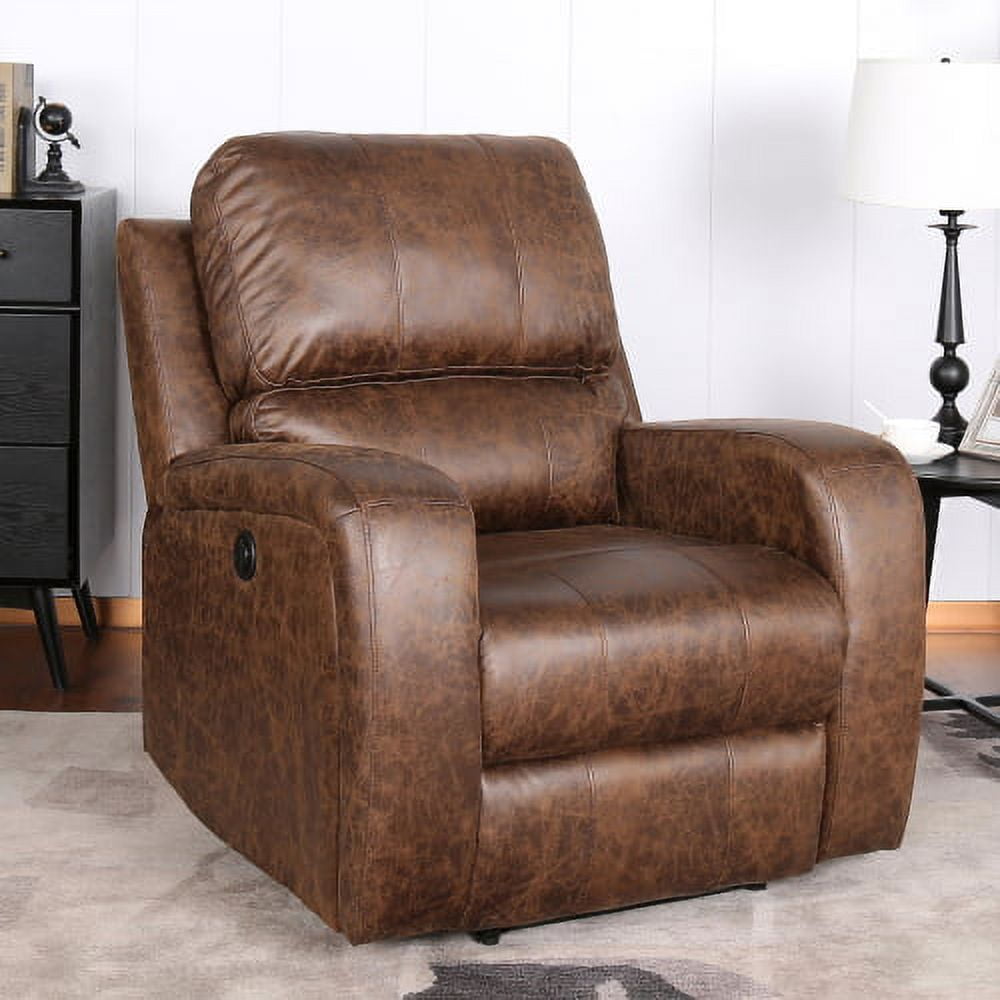 Power Electric Bonded PU Leather Recliner Chair with USB Charge Port ...