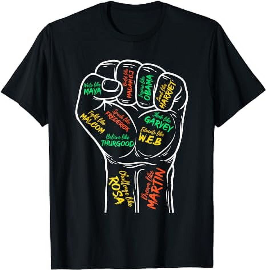 Power Fist Hand Shirt Inspiring Black Leaders Black History T-Shirt ...