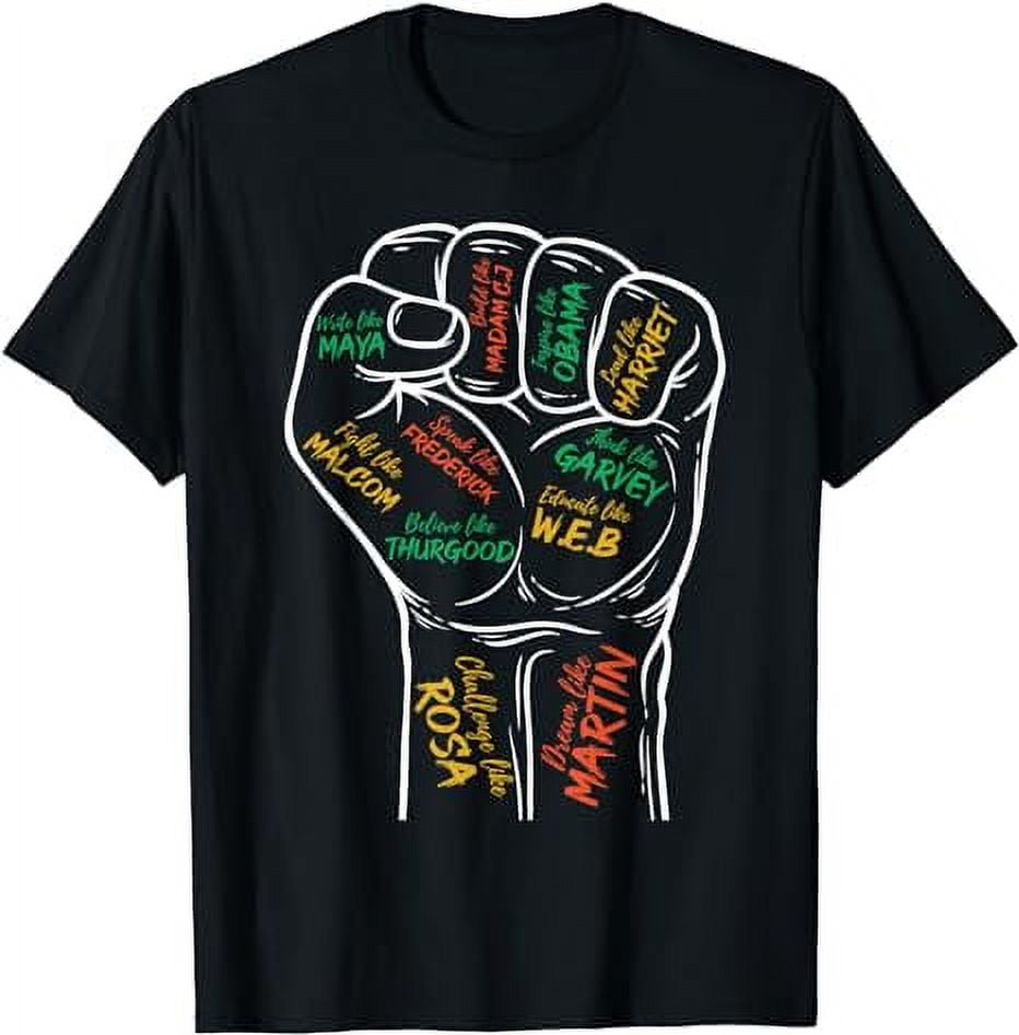 Power Fist Hand Shirt Inspiring Black Leaders Black History T-Shirt ...