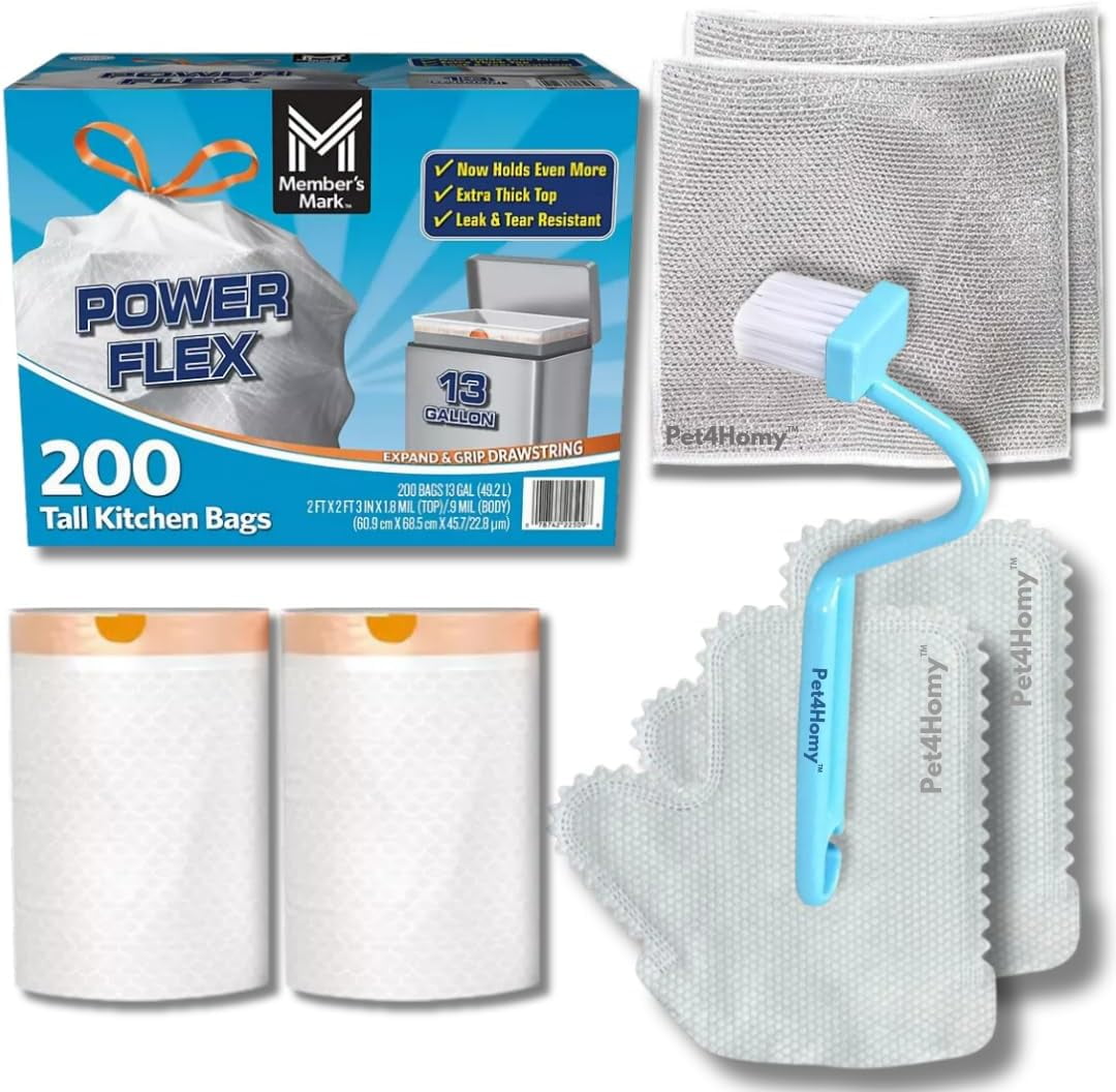 Power Flex Tall Kitchen Drawstring Trash Bags, 13 gal., 200 Count ...