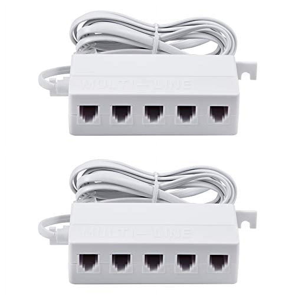 Power Gear Phone Line Adaptor, 2 Pack, 5 Lines FM One Jack, 4C, 5ft ...