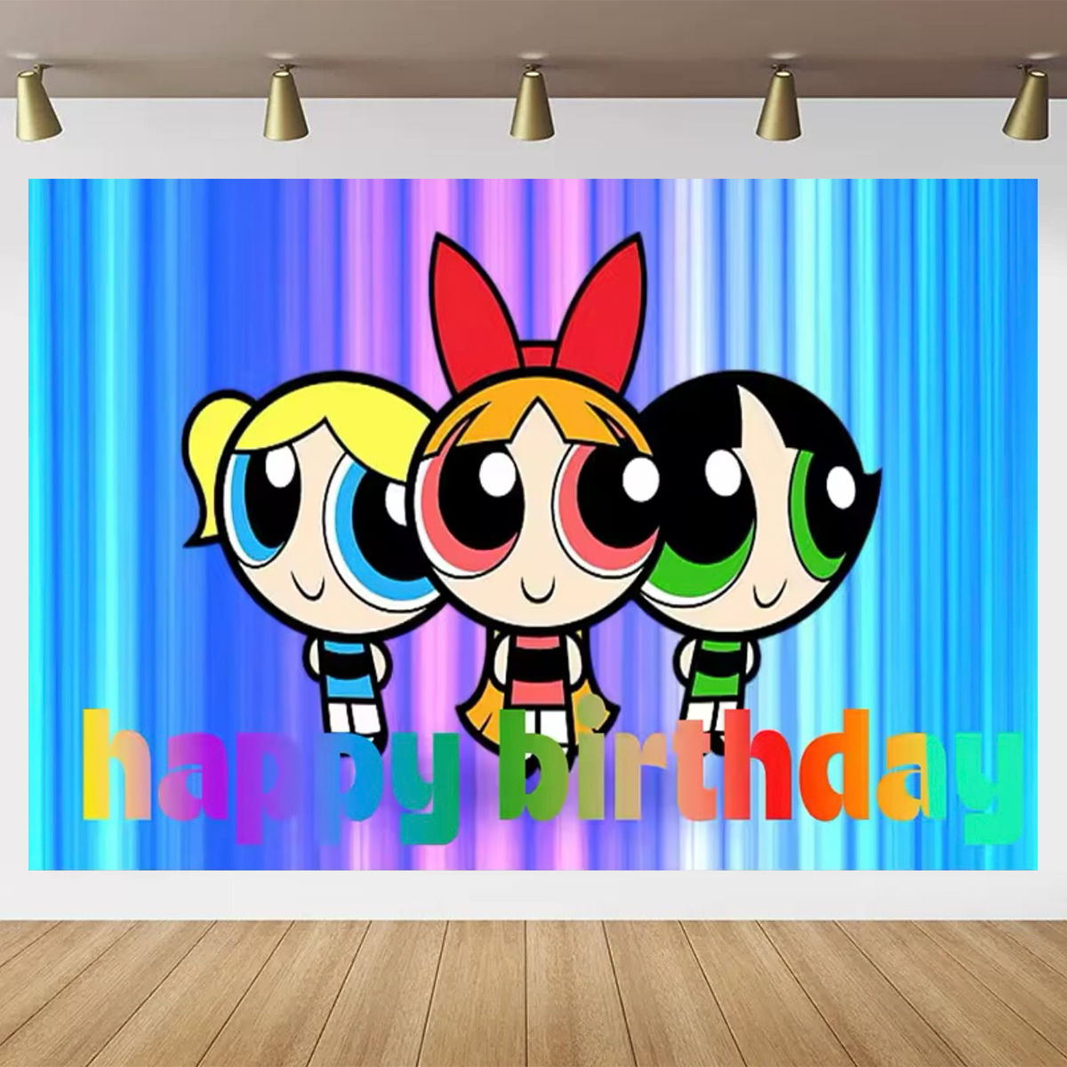 Power Girls Happy Birthday Backdrop Vinyl Party Supplies Backdrops for ...