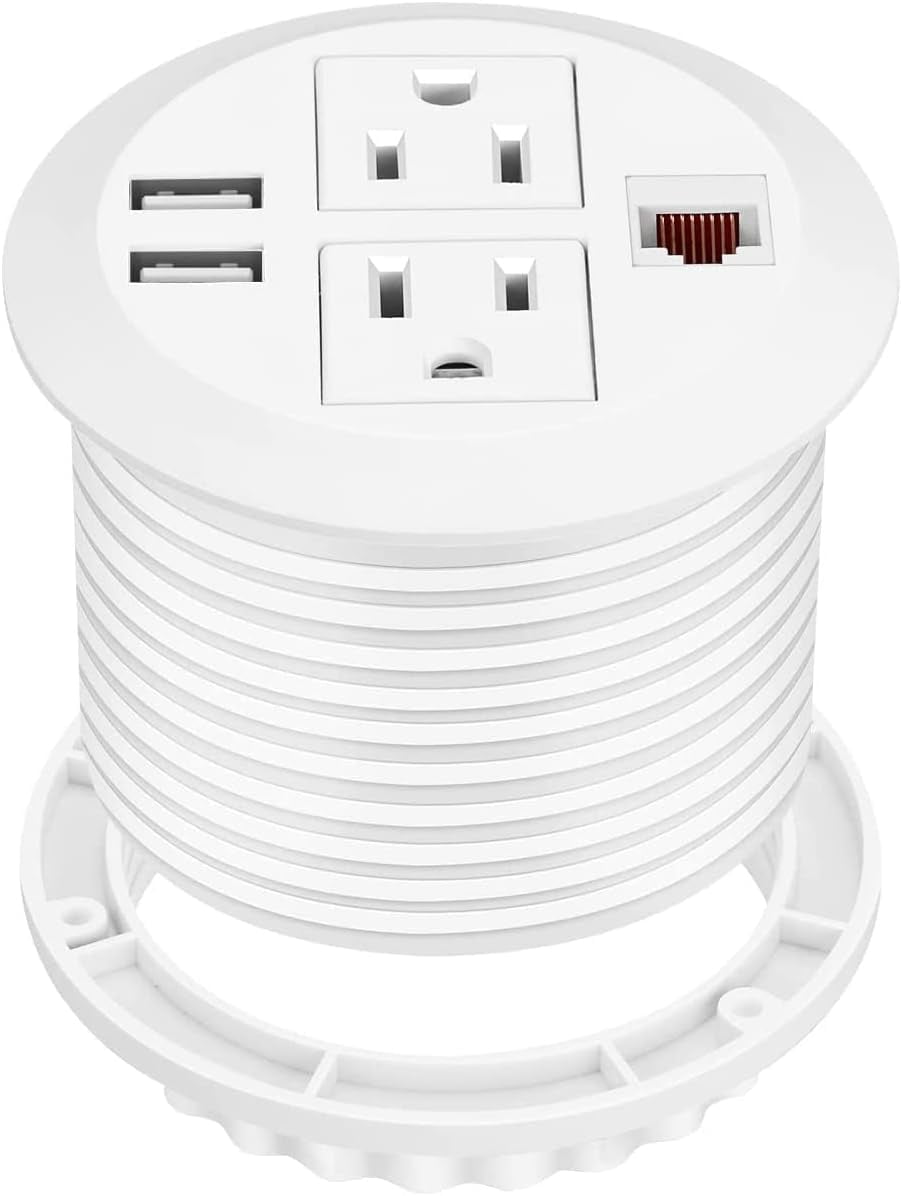 Power Grommet 3 Inch for Desktop, Recessed Desk Outlet with 2USB, 2 AC ...