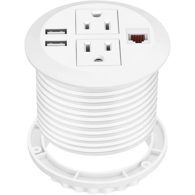 Power Grommet 3 Inch for Desktop, Recessed Desk Outlet with 2USB, 2 AC ...