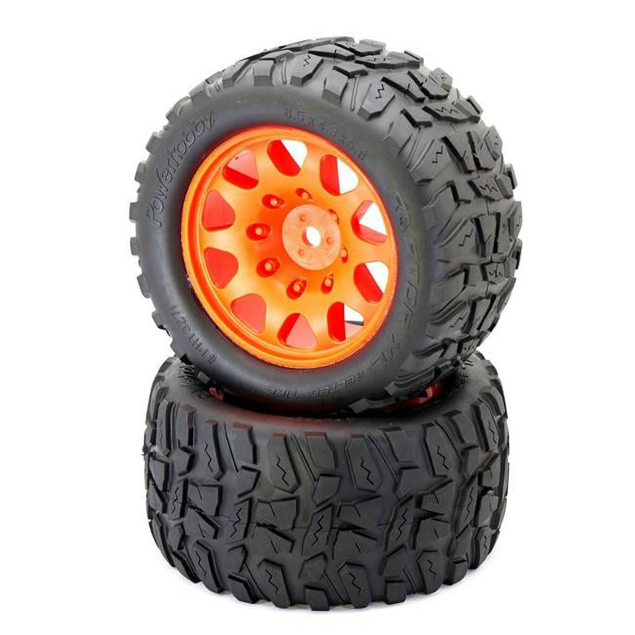 Power Hobby PHBPHT3271ORANGE Raptor XL Belted Tires & Viper Wheels ...