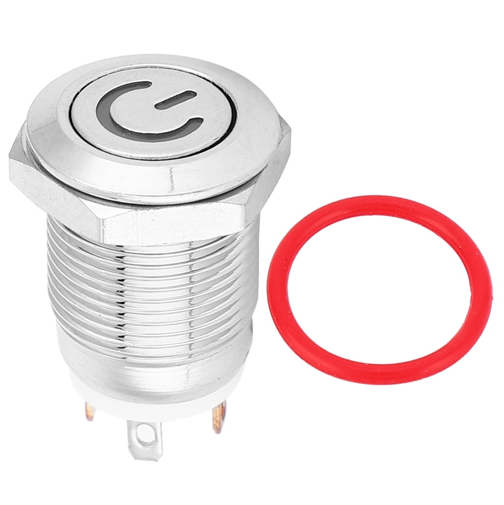 Power Icon LED Light, 12mm White 24V Self-Reset 1 NO Metal Button ...