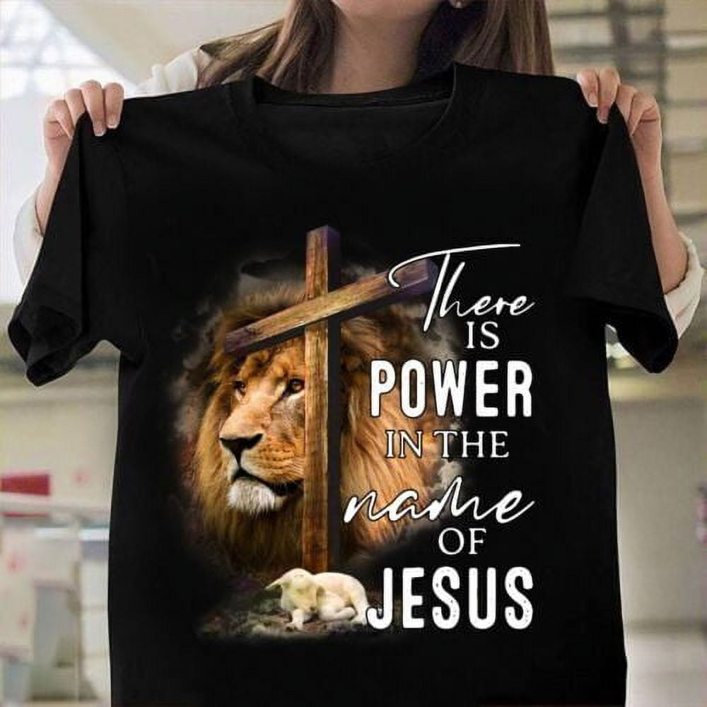 Power In The Name Of Jesus Strong Faith Christians Lion Of Judah Cross ...