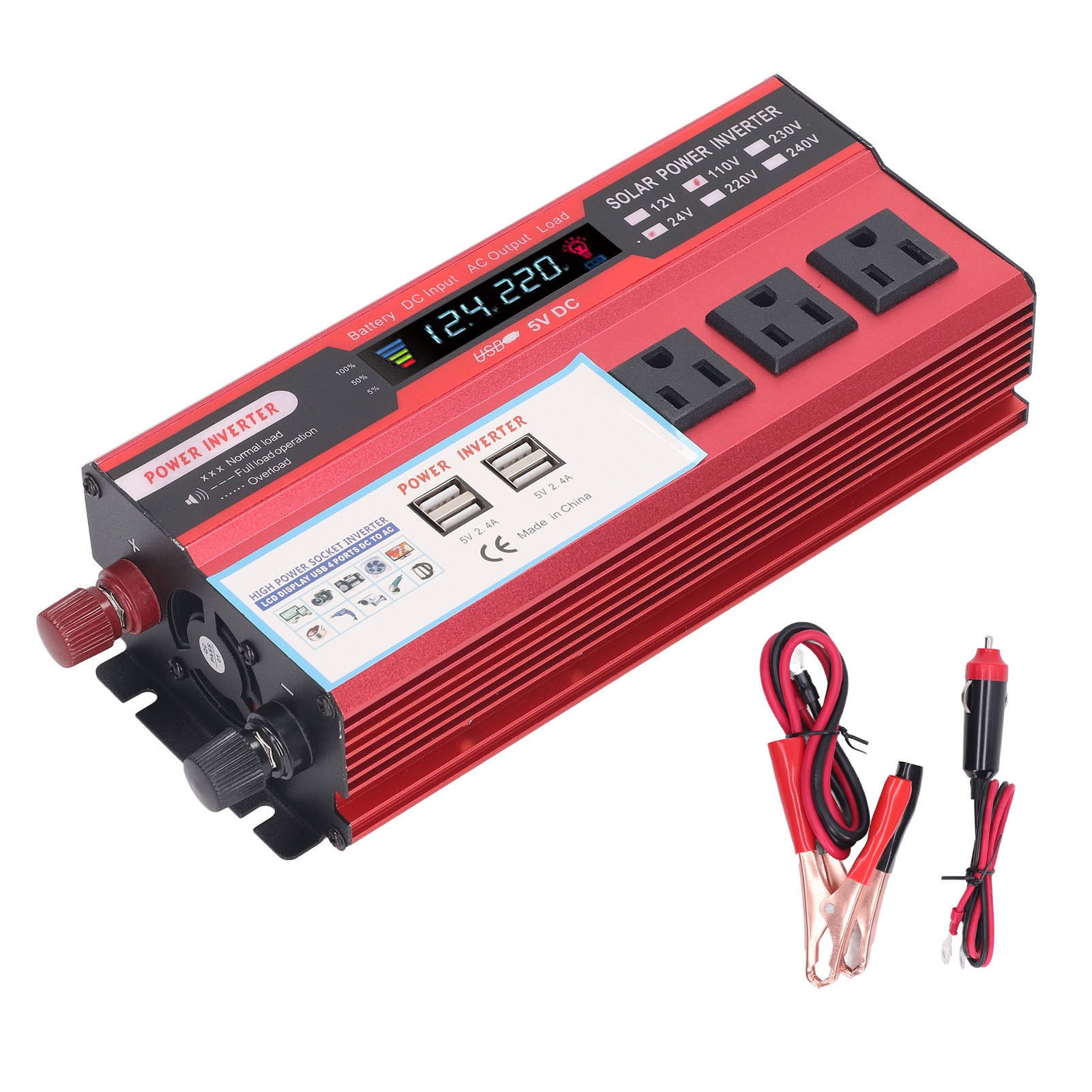Power Inverter 1500W 3 AC Sockets 4 USB Ports Modified Sine Wave Car ...