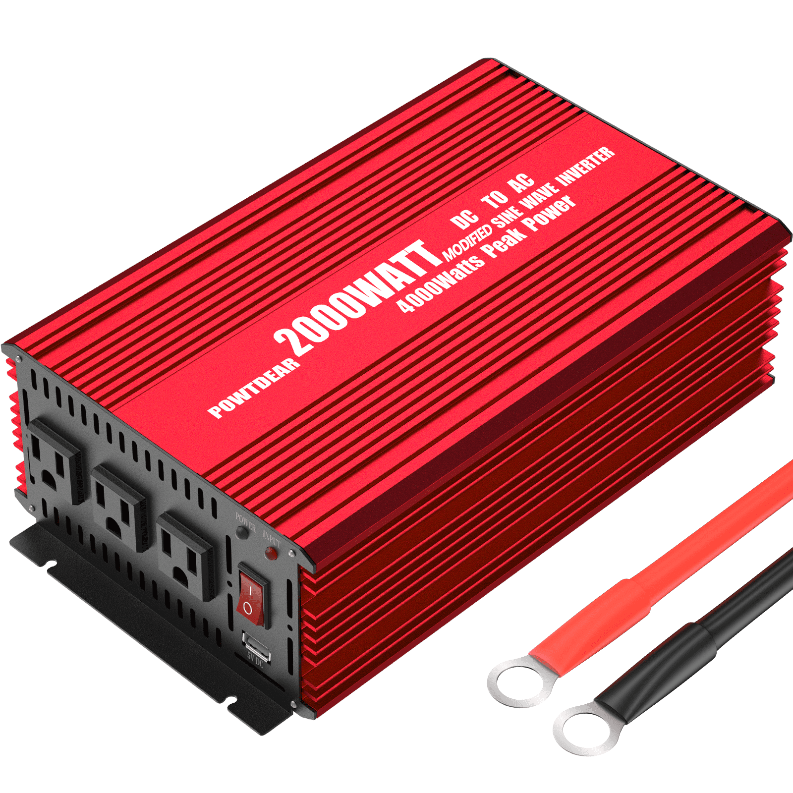 Power Inverter 2000 Watt, Power Converter 2000W DC 12V to 110V AC Car ...