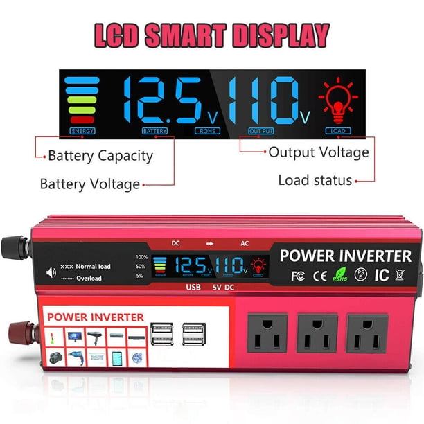 Power Inverter 2000W Car Power Inverter DC12V to AC120V Car Converter ...