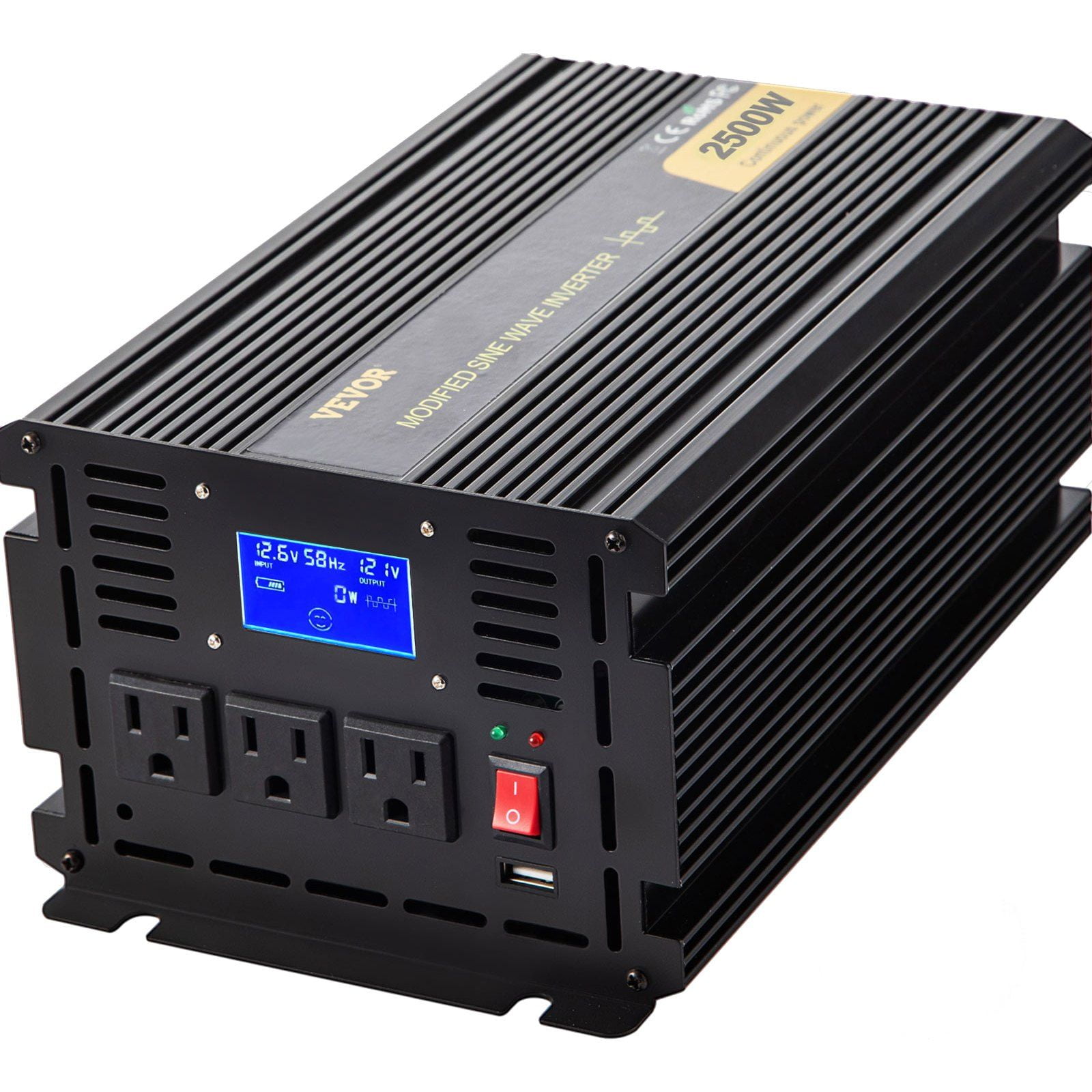 Power Inverter, 2500W Modified Sine Wave Inverter, DC 12V to AC 120V ...
