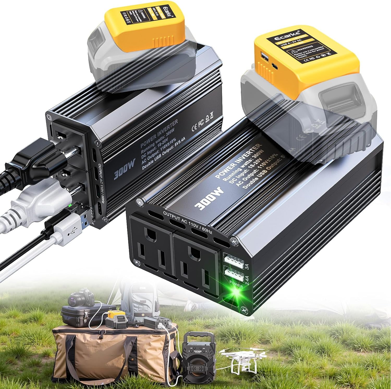 Power Inverter Compatible with De*walt 20V Battery,300W Portable ...