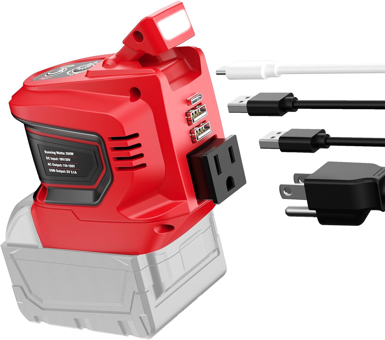 Power Inverter for Milwaukee 18V Battery, 200W Portable Power Supply ...