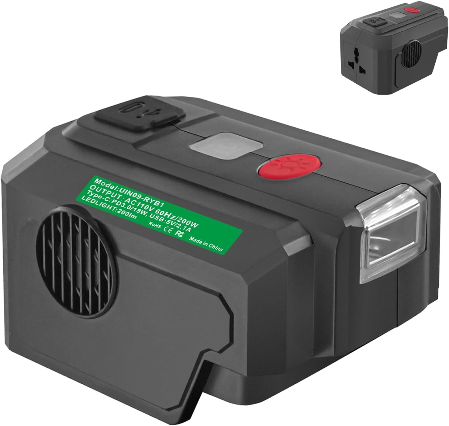 Power Inverter for Ryobi 40V Battery 200W DC 18V to AC 110V, Power ...