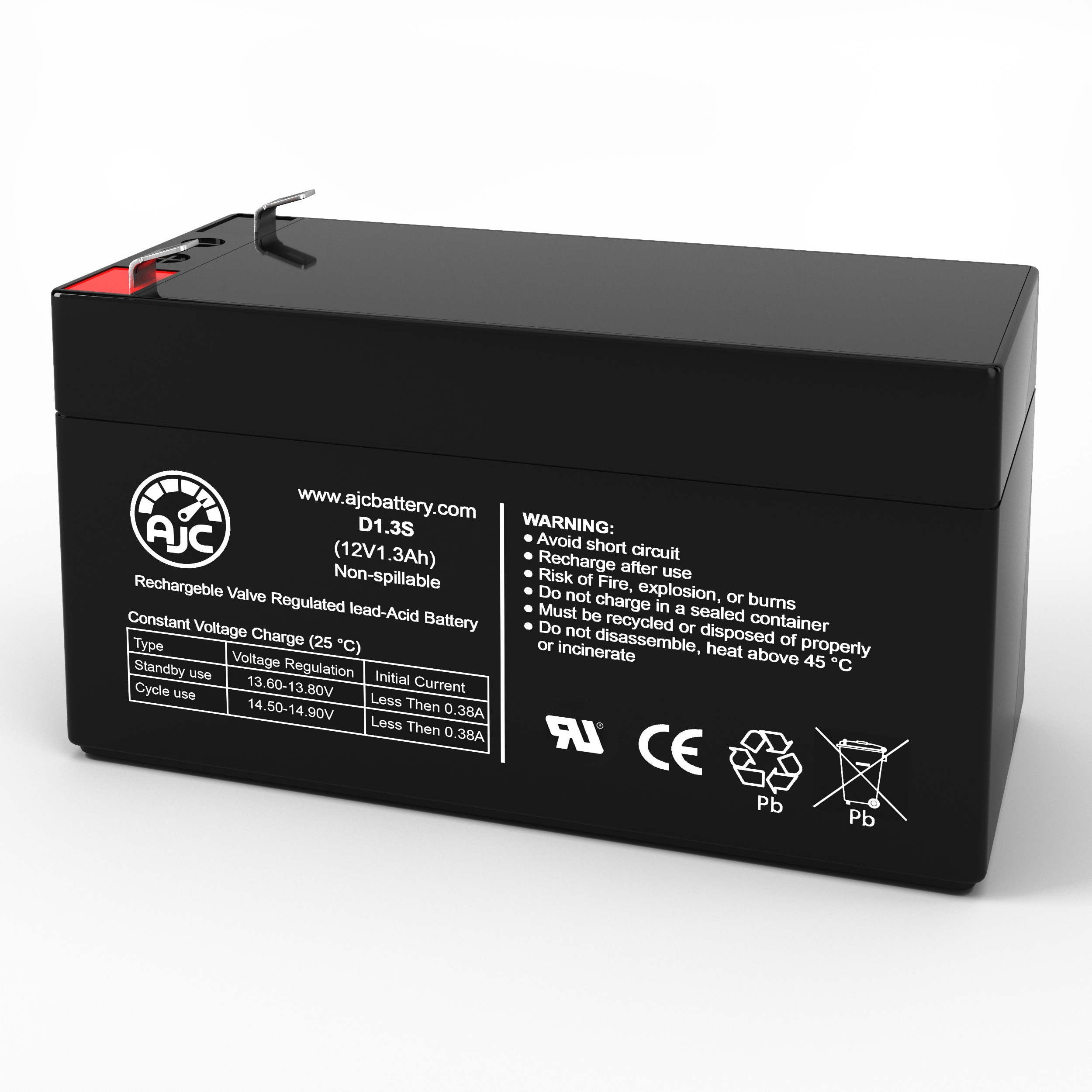 Power Kingdom PS1.2-12 12V 1.3Ah Sealed Lead Acid Battery - This Is an ...