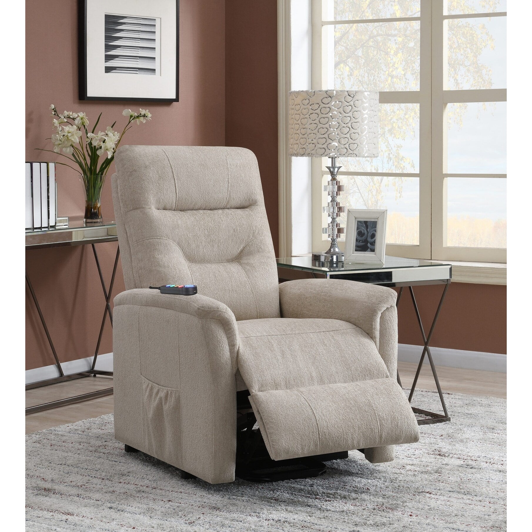 Simple Relax Power Lift Massage Chair with Storage Pocket in Brown ...