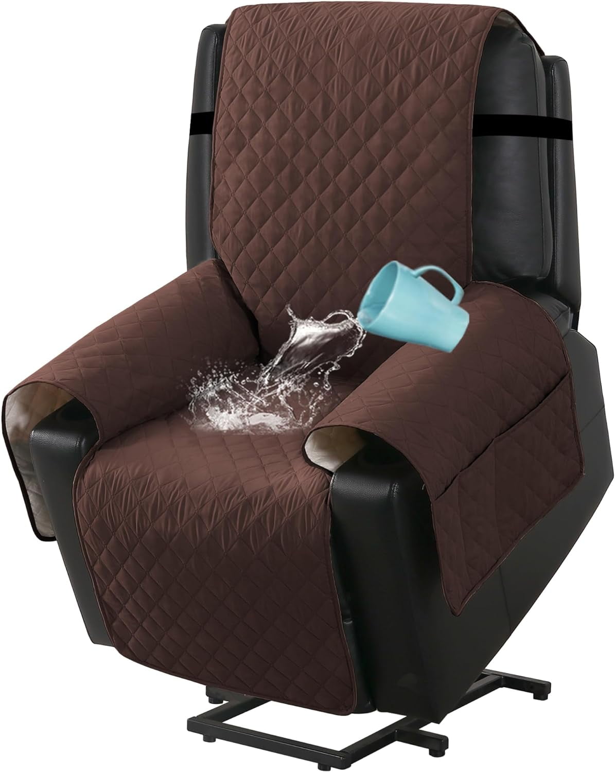 DEFNES Power Lift Recliner Cover 100% Waterproof Microfiber Brown fits ...