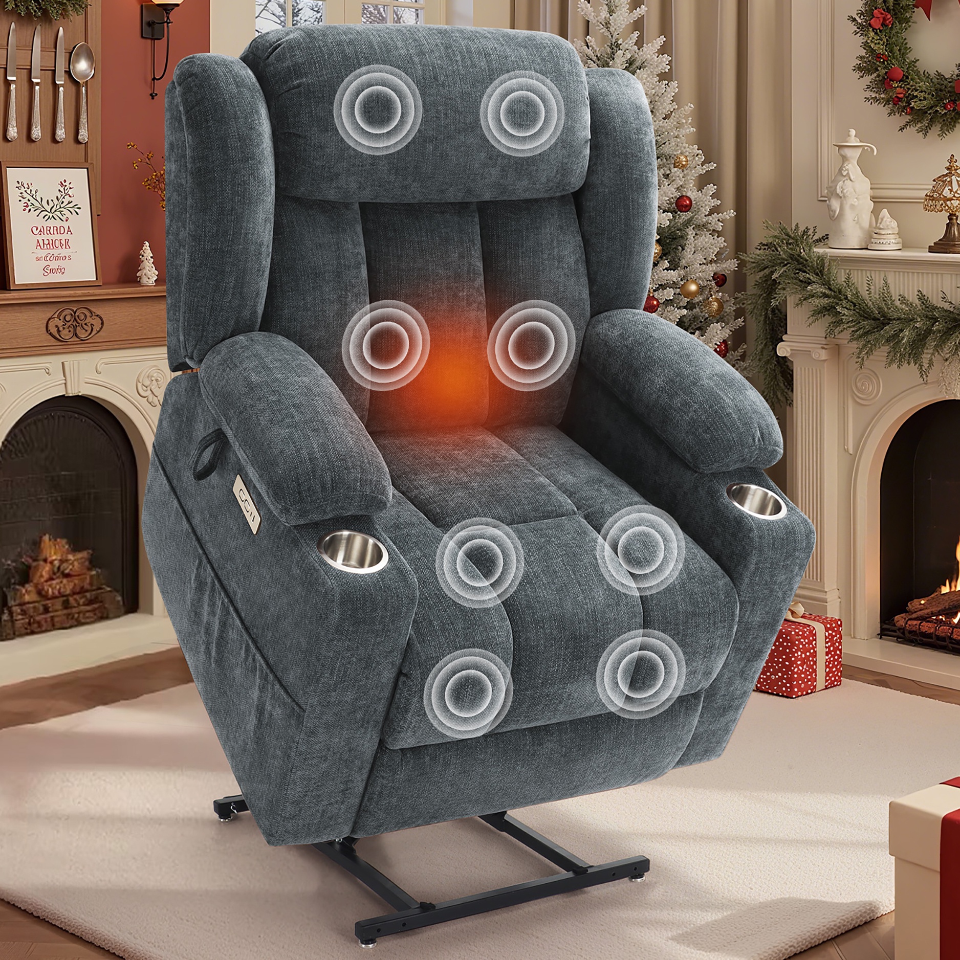 JULY'S SONG Extra Large Lift Recliner with Massage, Heat, Vibration ...
