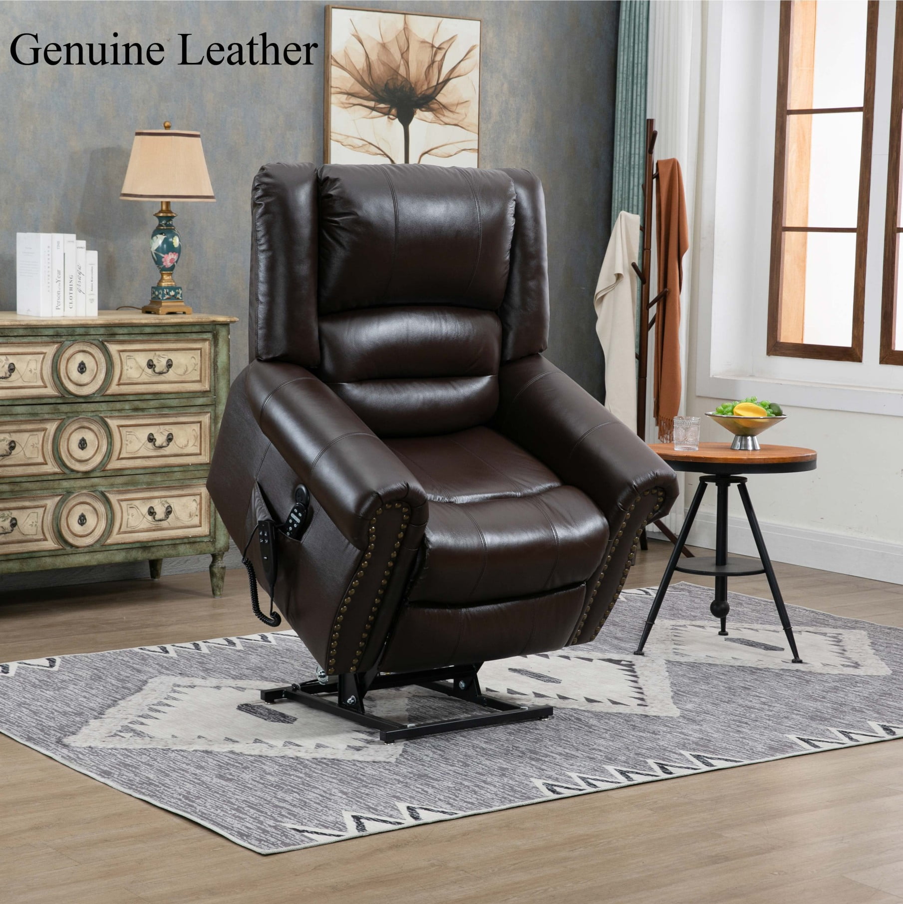 Power Lift Recliner Chair Heat Massage Dual Motor Infinite Position Up ...