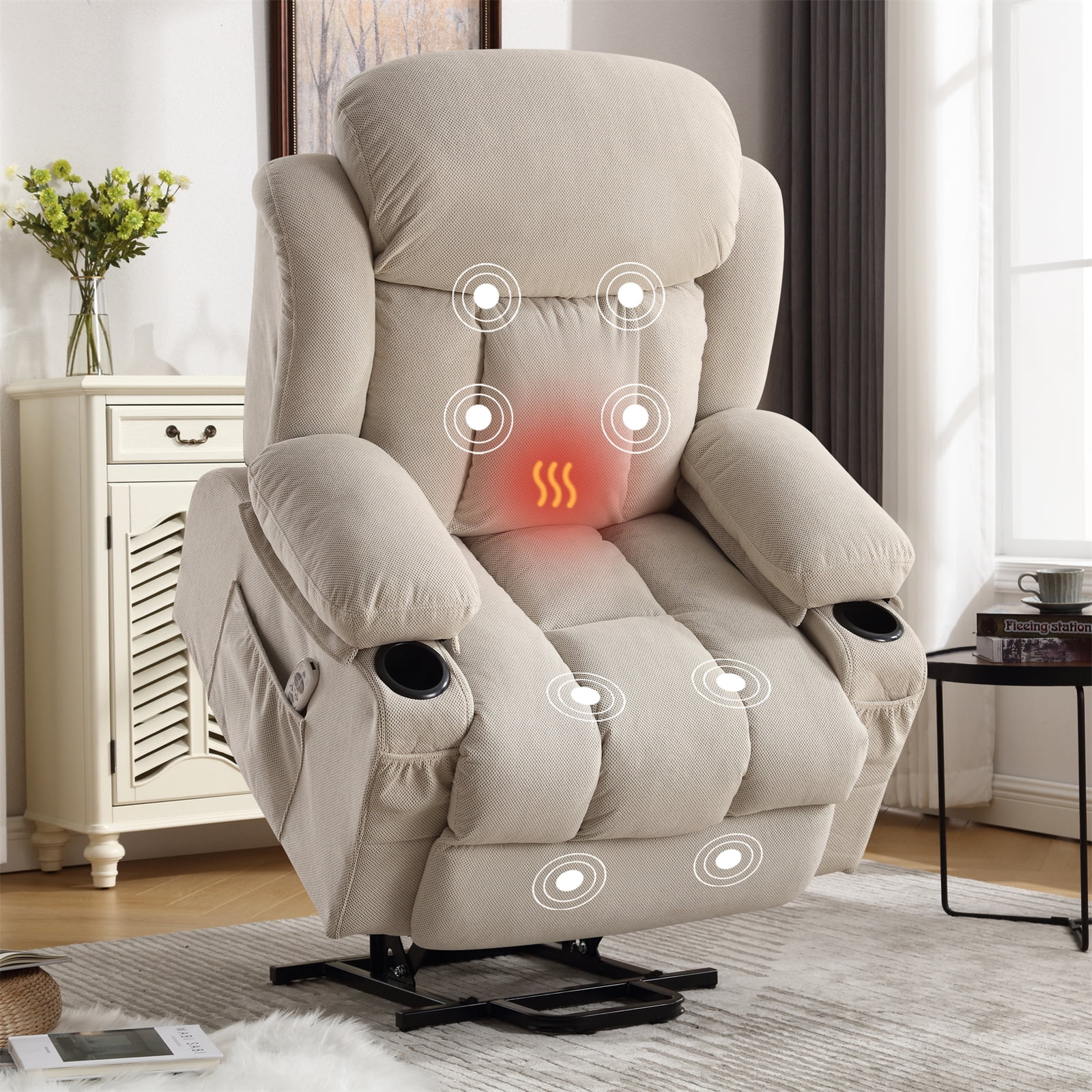 Power Lift Recliner Chair with Heat and Massage, Swivel and Rocking ...
