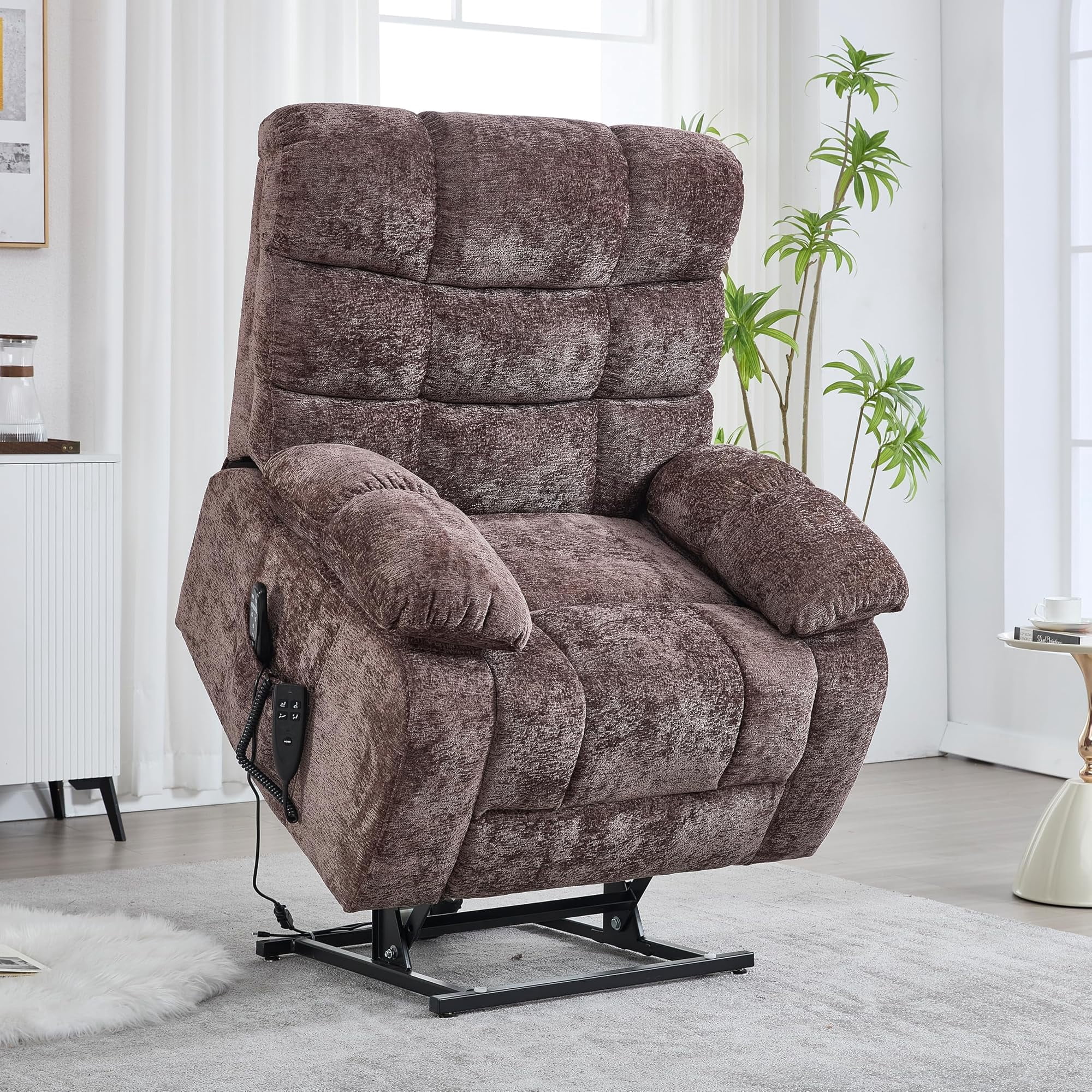 Power Lift Recliner Chair with Lumbar Heat Vibration Massage, Dual ...