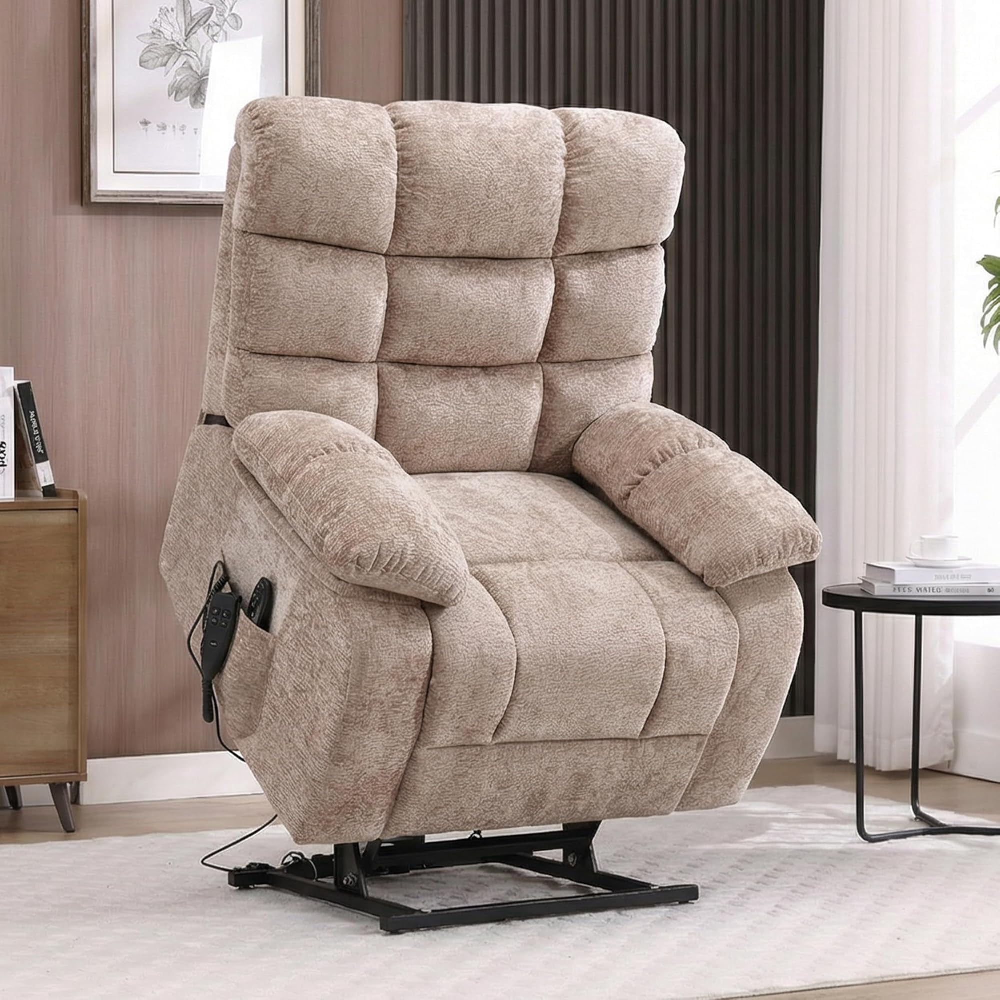 Power Lift Recliner Chair with Lumbar Heat Vibration Massage, Dual ...