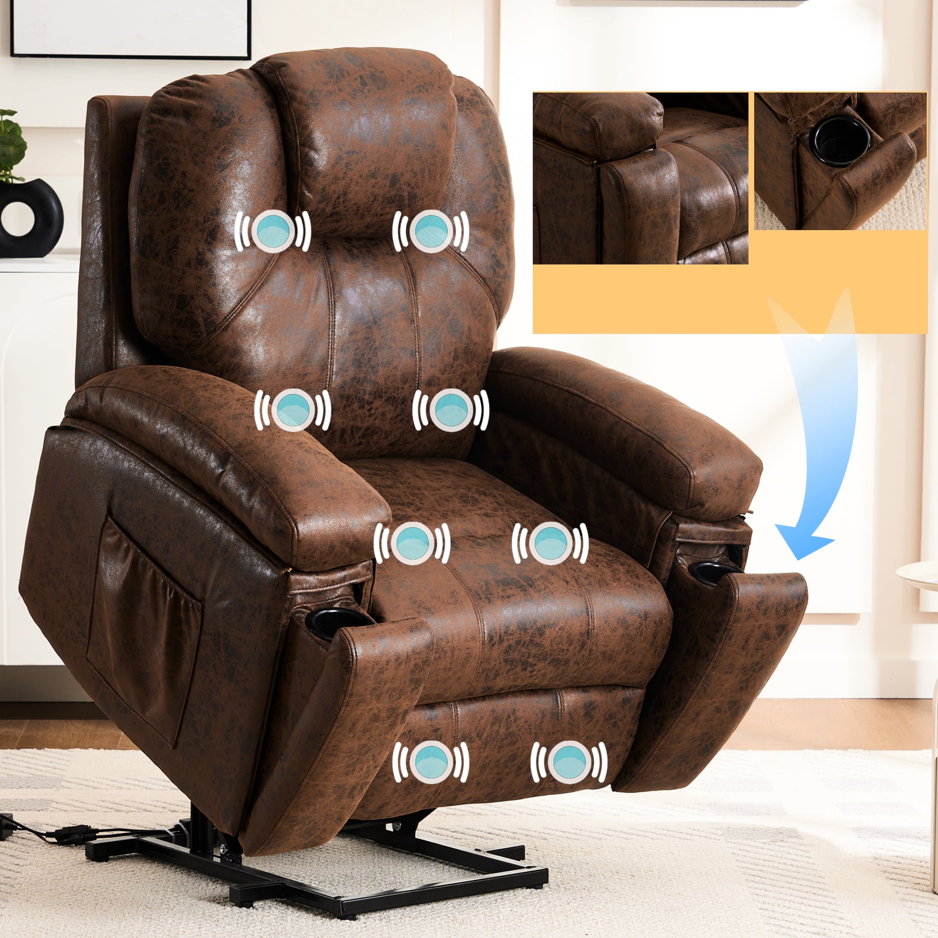 Power Lift Recliner Chair With Massage - Elderly Preferred, And Stable ...