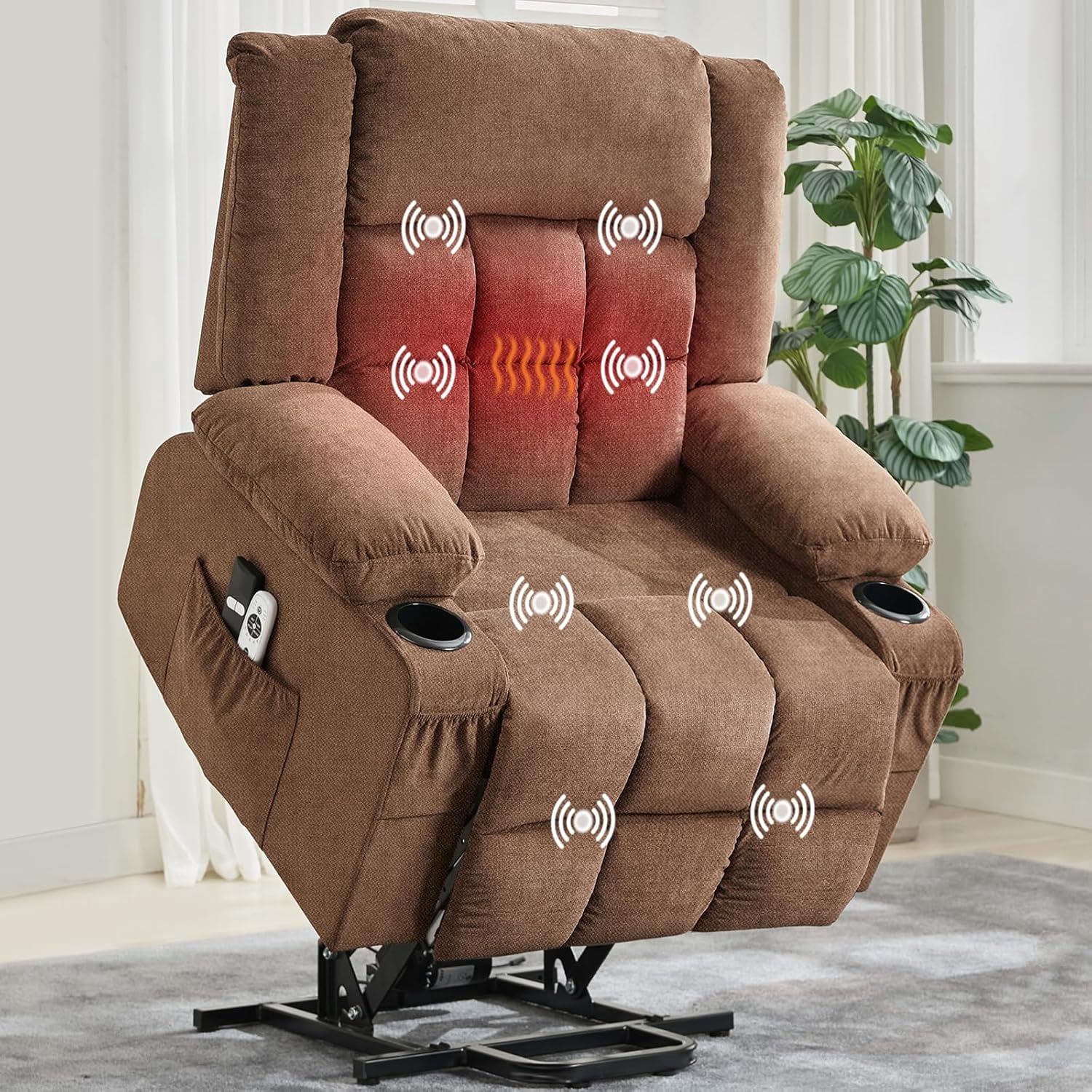 Power Lift Recliner Chair with Massage and Heat for Elderly, Oversized ...
