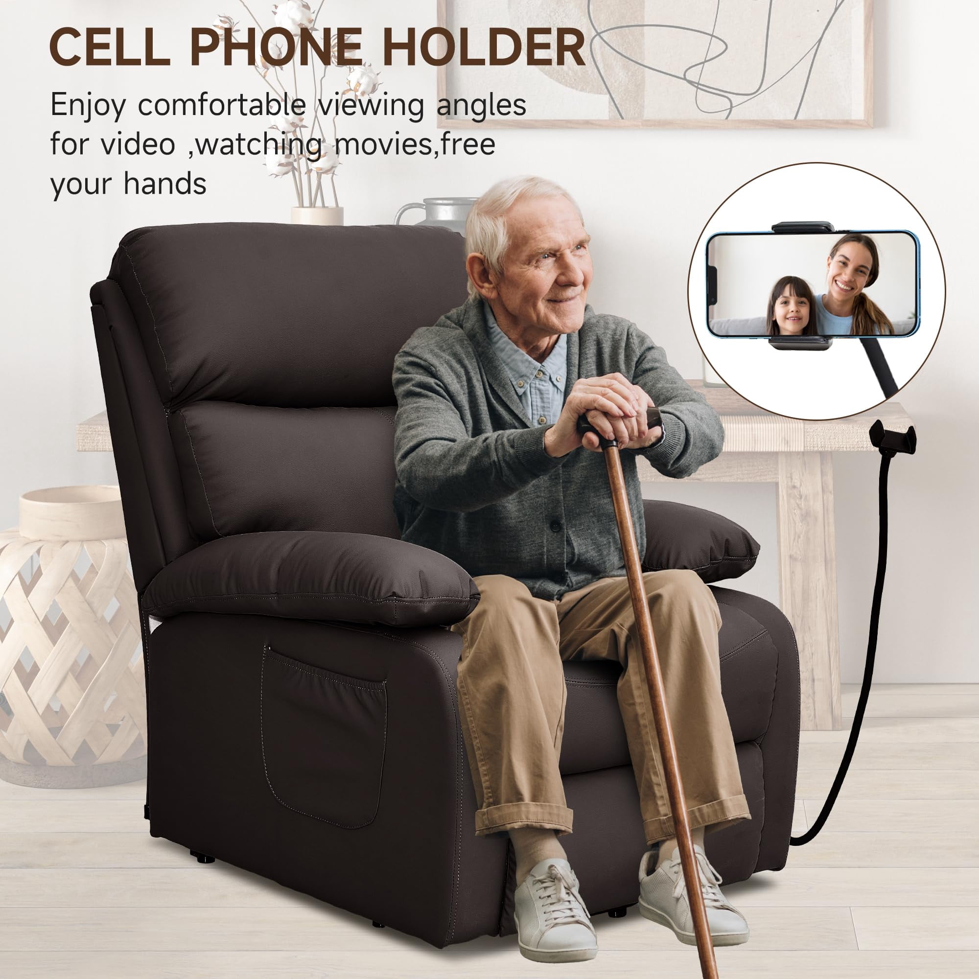 Power Lift Recliner Chair, Recliners with Side Pocket for Living Room ...