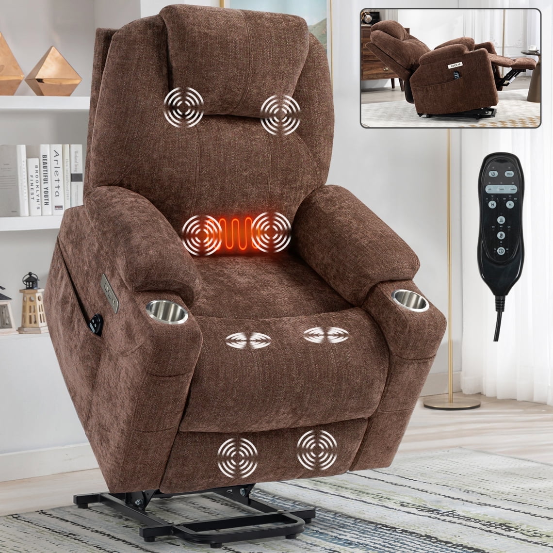 Power Lift Recliner Chair, Chairs with USB and Type-C Ports and Cup ...