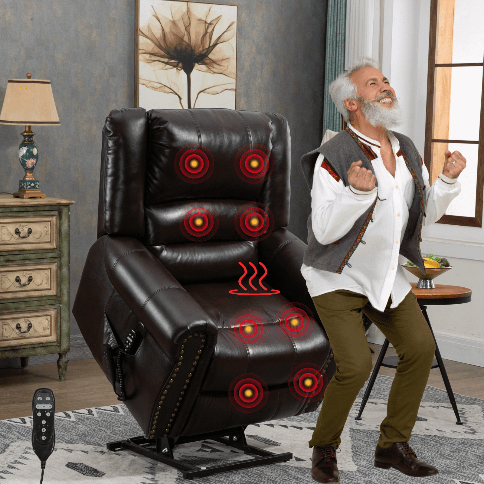 Power Lift Recliner Chair With Heat Massage, Dual Motor, Infinite ...