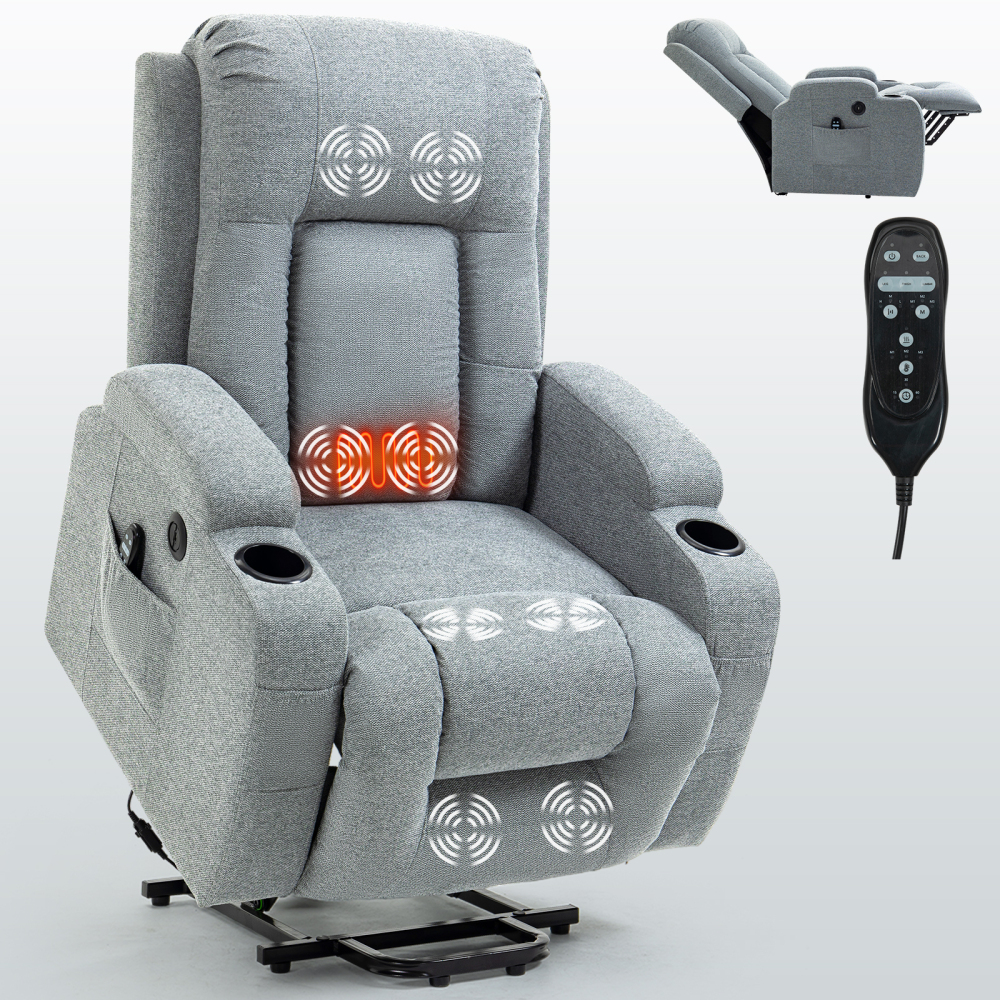 Motorized Power Lift Recliner Chair, USB Port, 2 Cup Holders, 8 Point ...