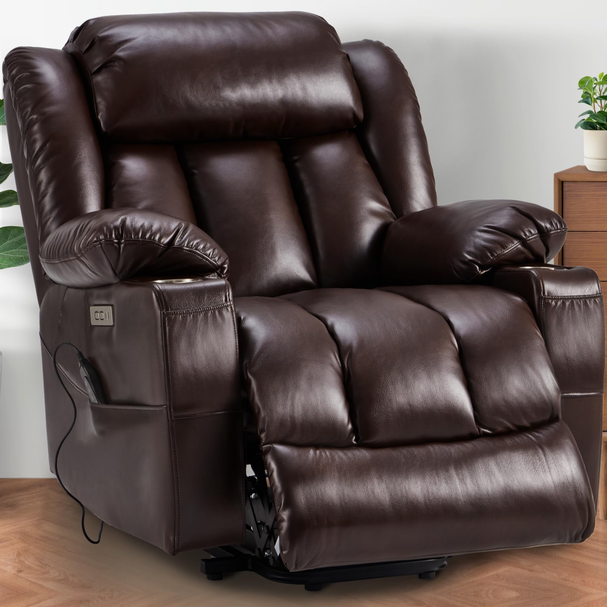 Power Lift Recliner Leather Chair Sofa with Massage & Heat, Lazy Boy ...