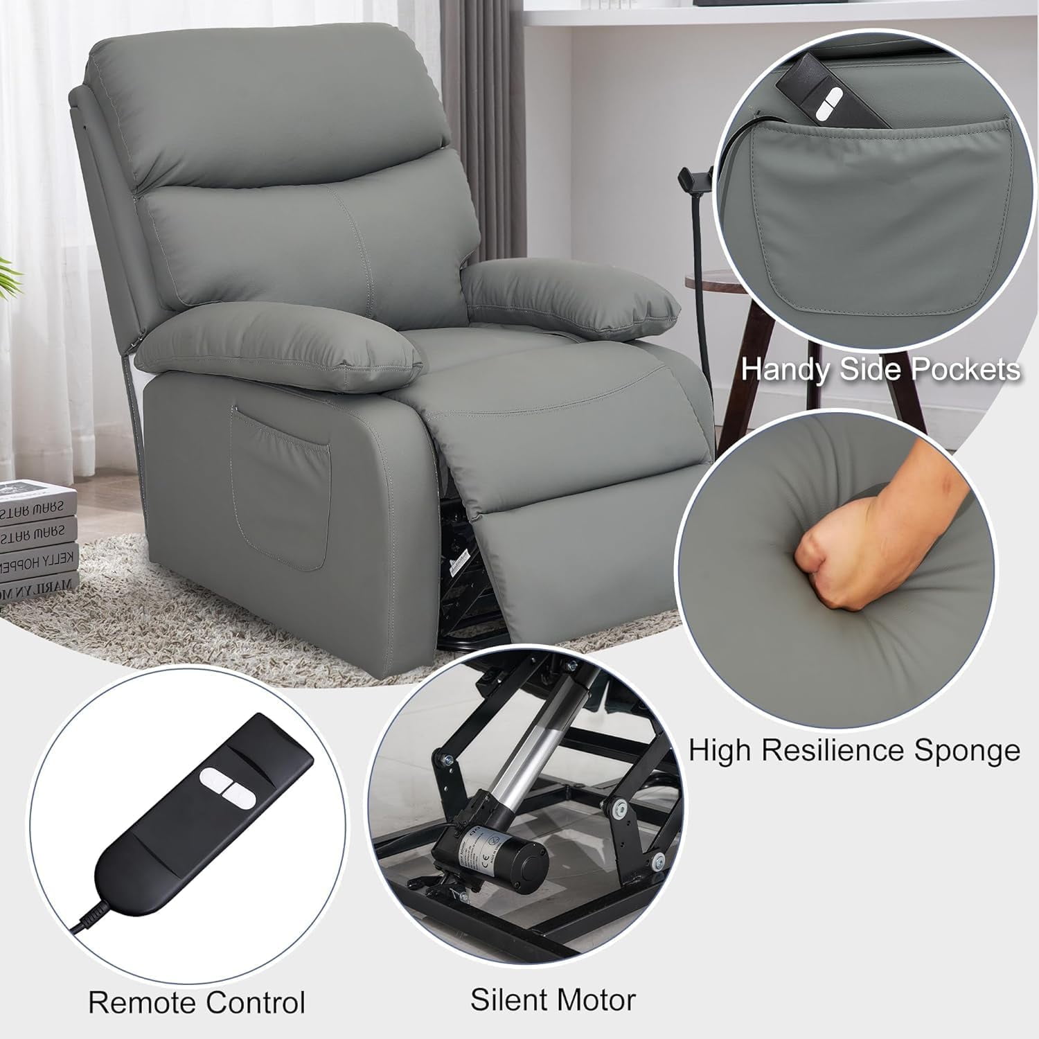 Power Lift Recliner for Elderly, Lift Chair with Waterproof Fabric ...