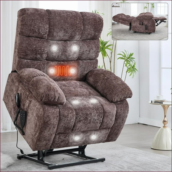 Power Lift Recliner with Dual Motor, Heat Massage, Infinite Position ...