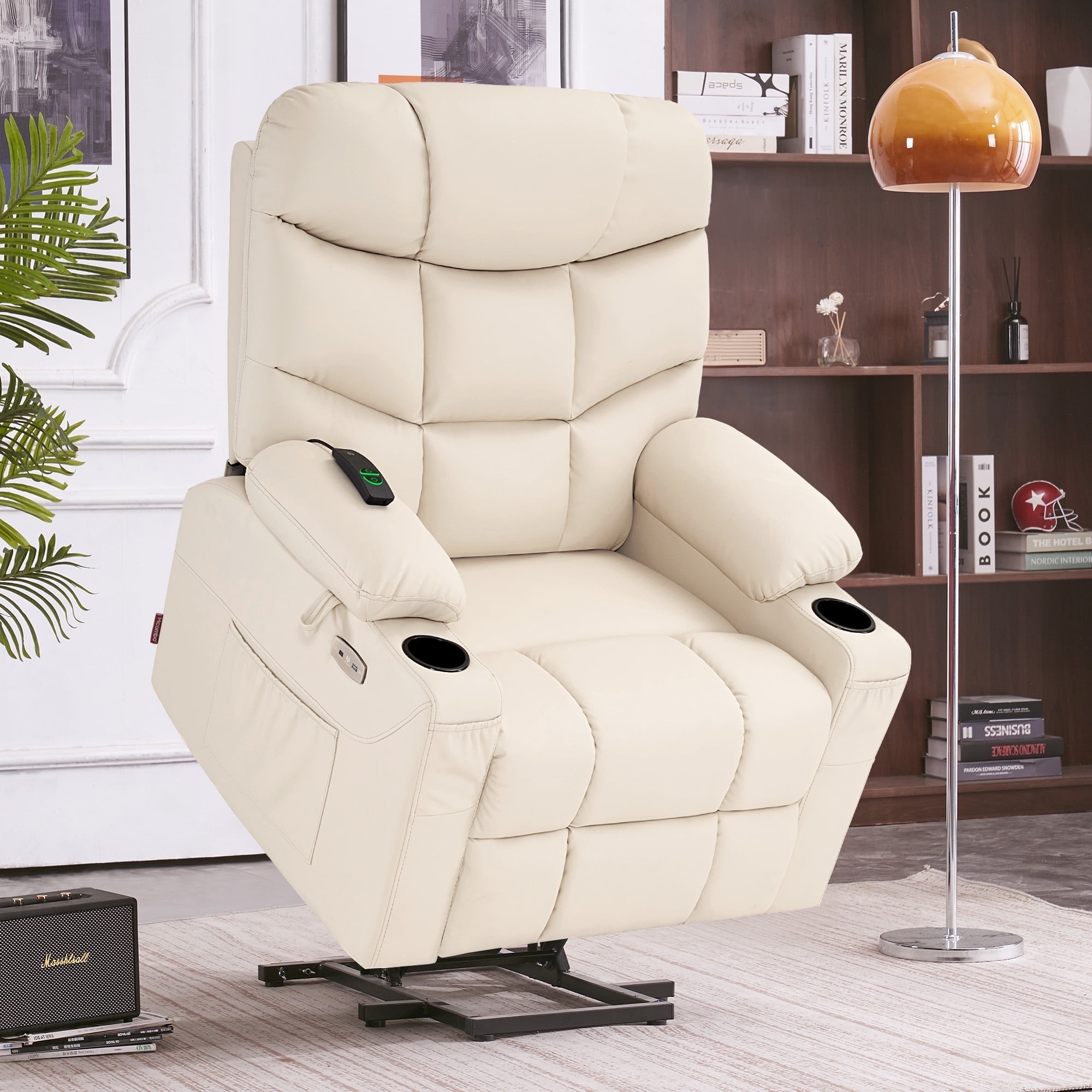 MCombo Power Lift Recliner Chair with Extended Footrest, Faux Leather ...