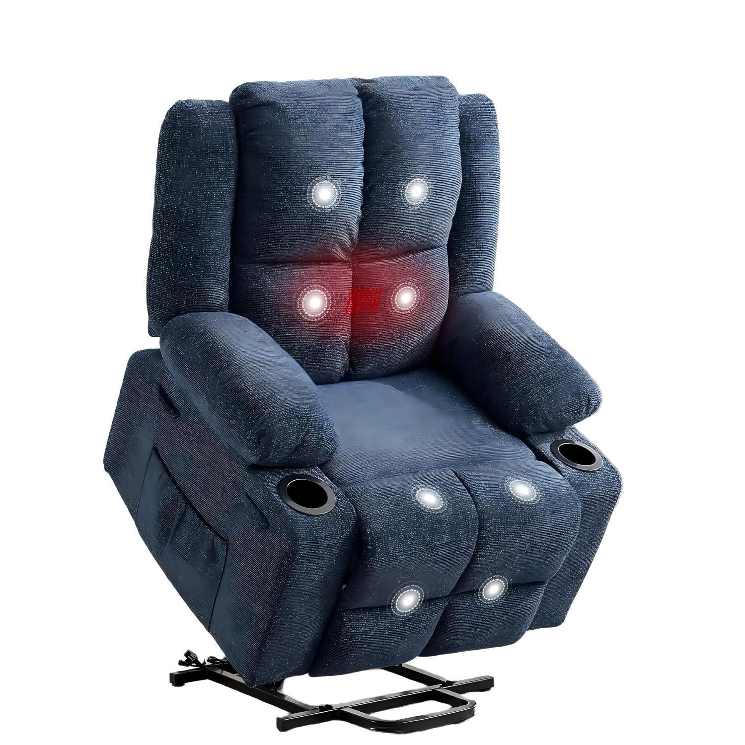 Power Lift Recliner with Heat and Massage - Adjustable Lay Flat Chair ...