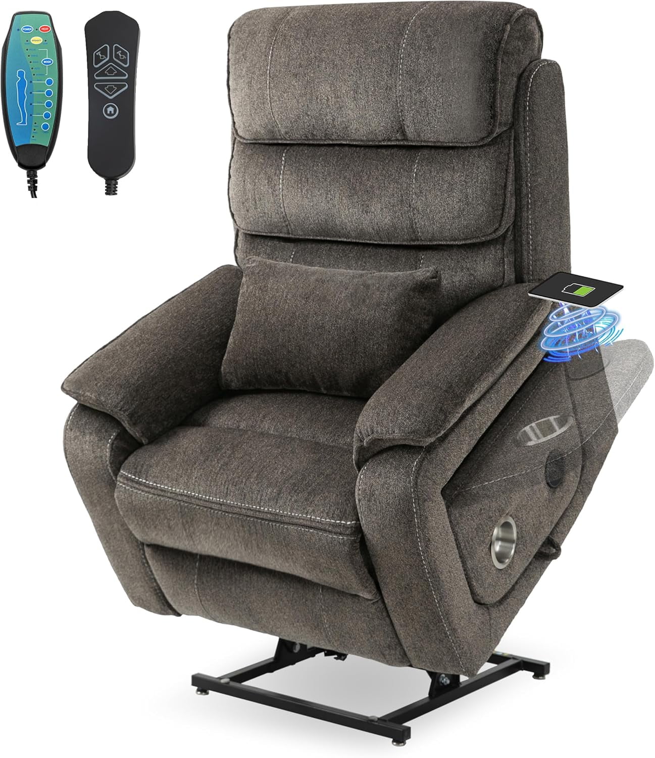 Adults Power Lift and Heat Recliners with Wireless Charging Device and ...