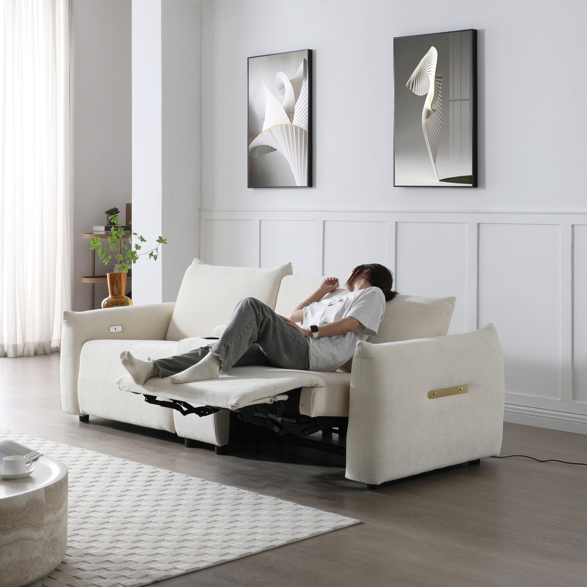 Power Lift Sofa with 2 Cup Holders & Storage Box, USB Power, Home ...