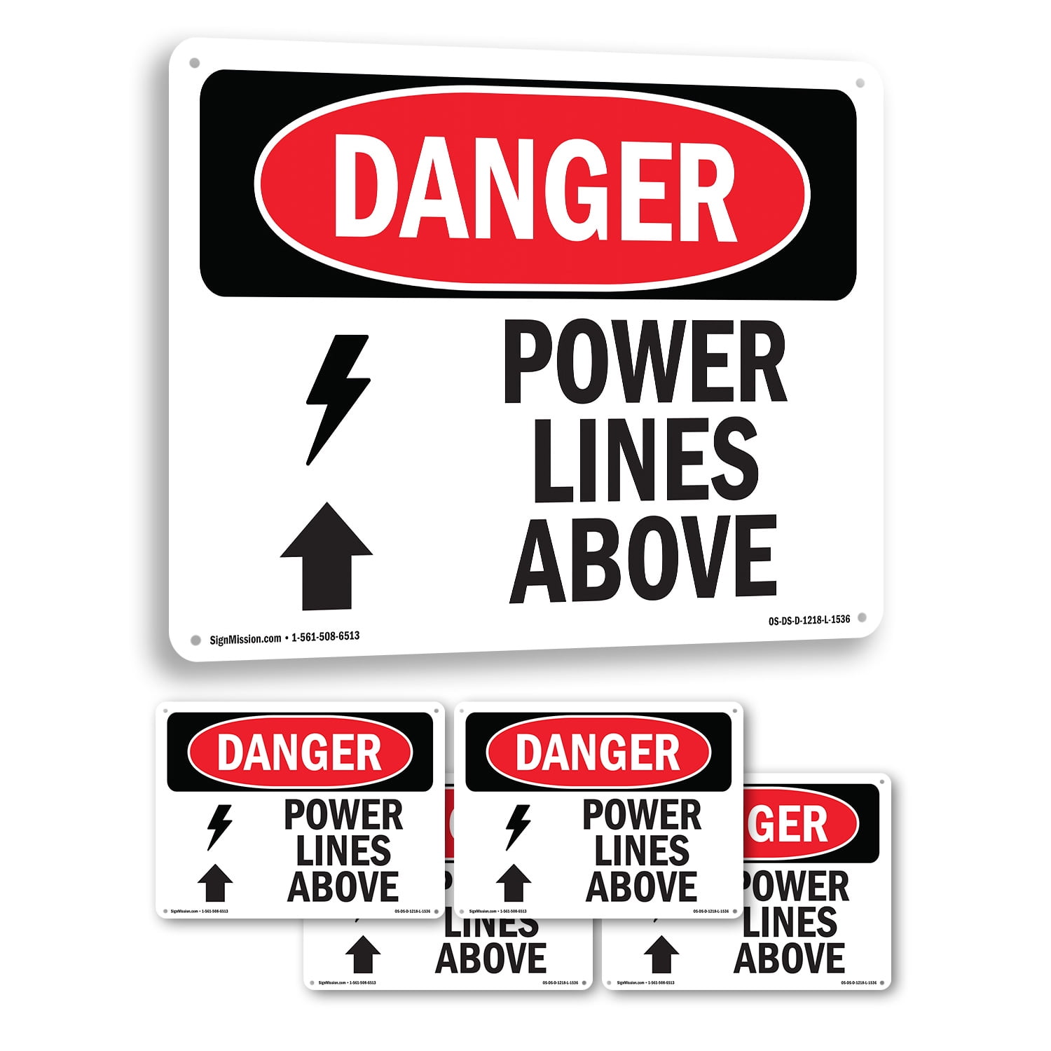 Power Lines Above OSHA Danger Rigid Plastic Sign 24 Inch x 18 Inch - 5 ...