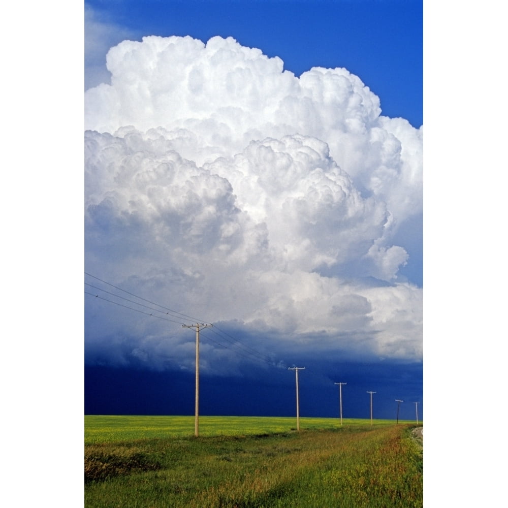 Power Lines With A Cumulonimbus Supercell Cloud Mass Near Bromhead ...