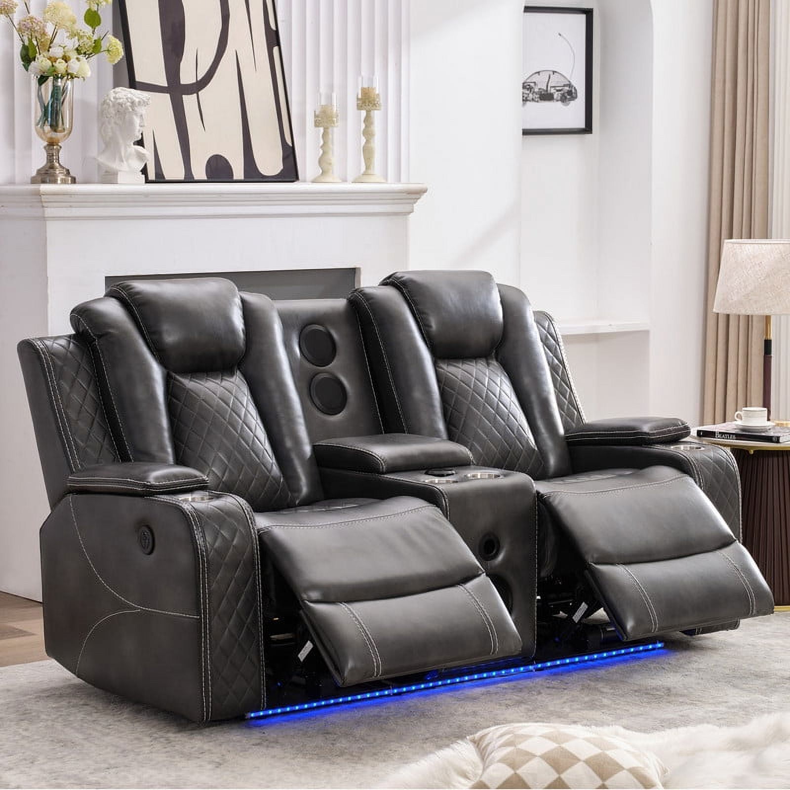 Power Loveseat Recliner Chair Sofa with Speaker for Living Room 2-Seat ...