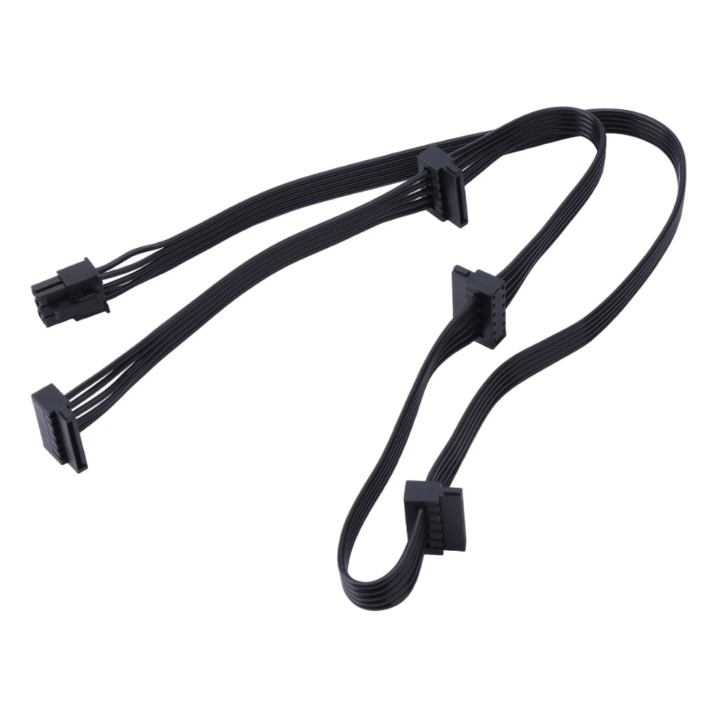Power Modular Cable 6pin To Sata x4 Elbow Black Flat Cable PCIE 6P ...