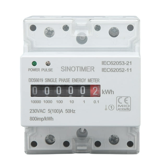 Power Monitor, Current Watt Hour Meter, Two Tone LED Display, Rail ...