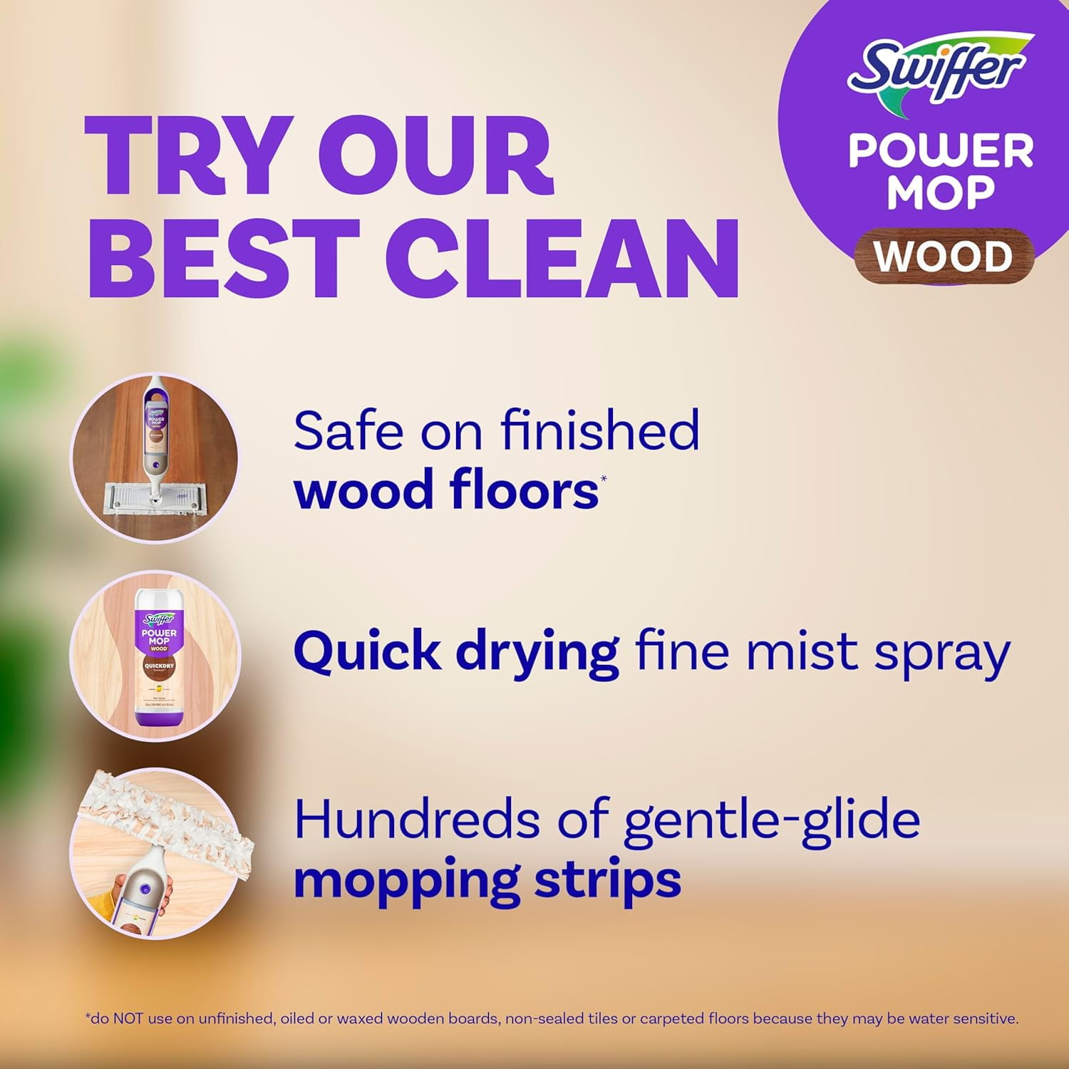 Power Mop Wood - Fast Drying Hardwood Floor Cleaner Set with Batteries ...