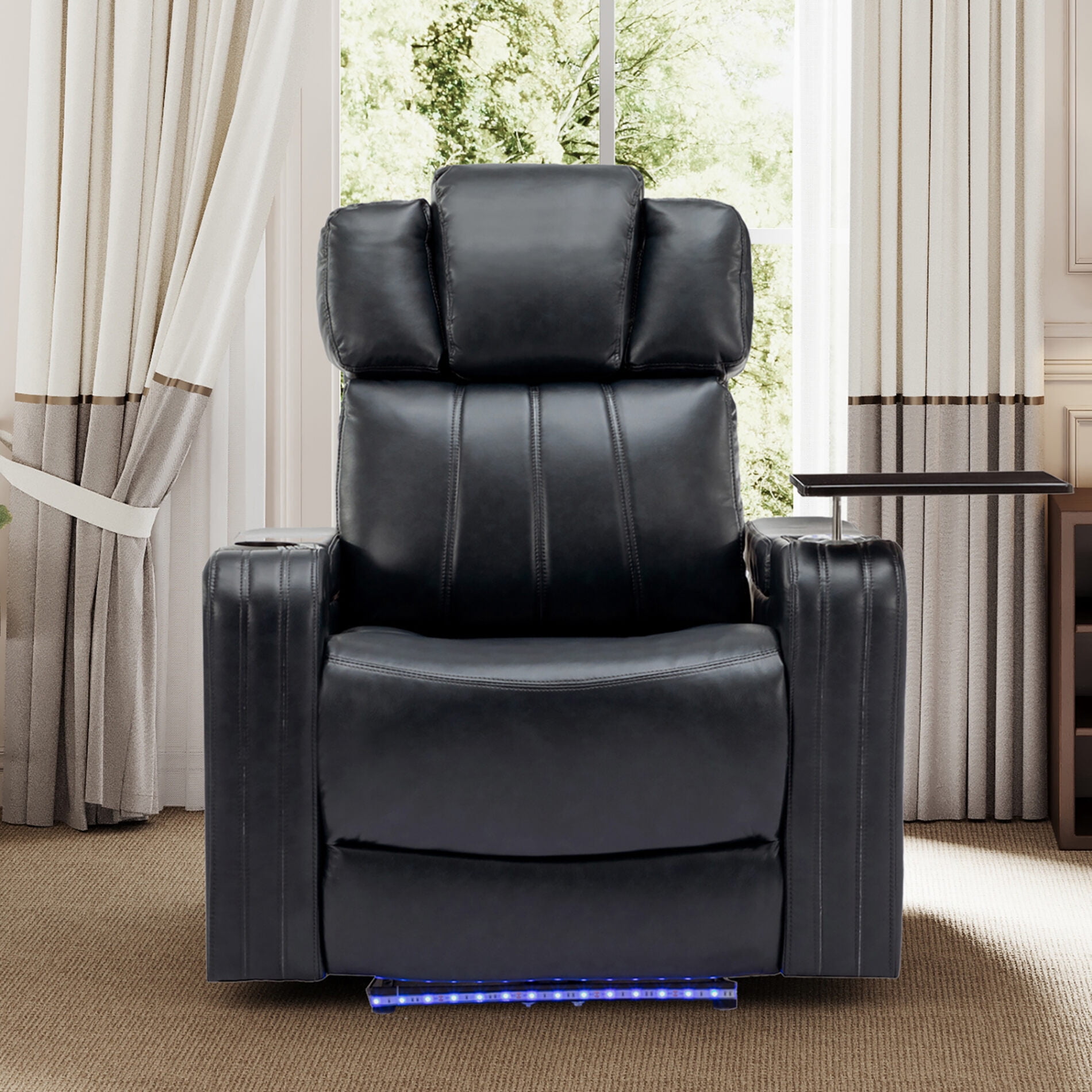 Power Motion Recliner Chair for Home, PU Electric Recliner with Cooling ...
