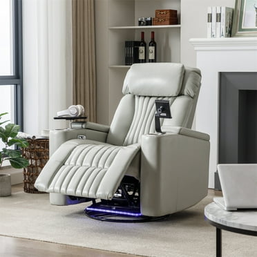 Power Swivel Rocker Recliner, Electric Lift Chair with LED Light Strip ...